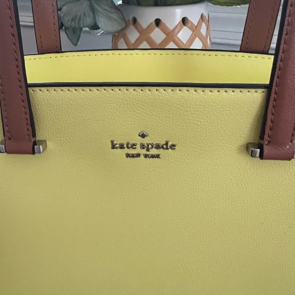 kate spade | Bags | Kate Spade Yellow And White Satchel | Poshmark